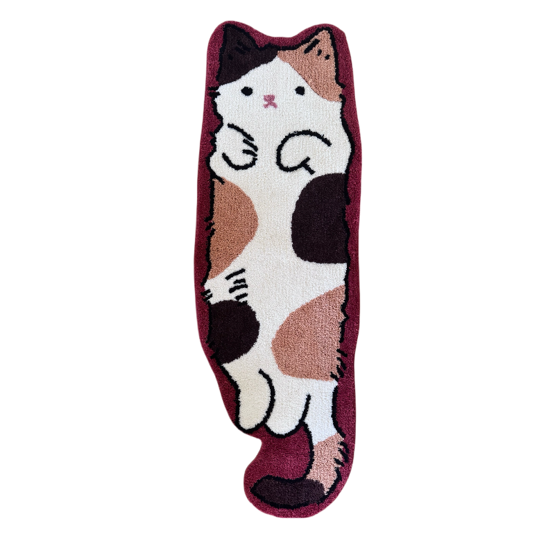 Calico Cat Rug – Poppy | Colorful Aesthetic Cat-Shaped Rug – Let's Rug